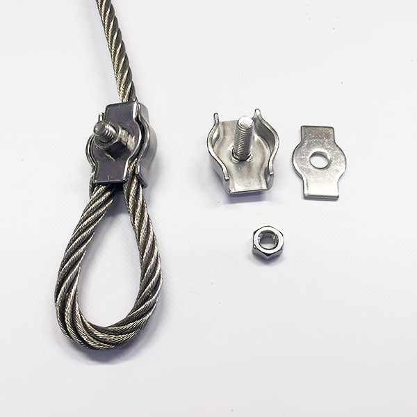 RVS simplex klem voor staalkabel. – zeildoekshop